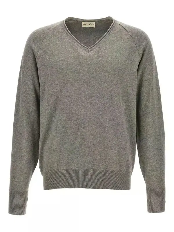 MA'RY'YA V-neck Raglan-sleeve Sweater - Grey