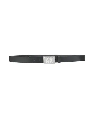 Armani Exchange Leather Belt With Logo Buckle - Black