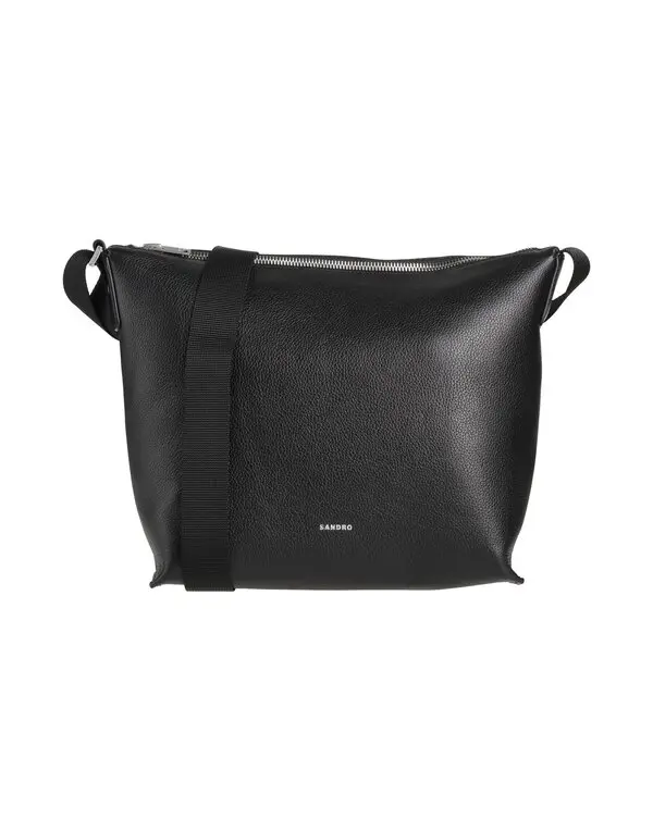 Sandro Cross-body Bag In Calfskin And Polyamide
