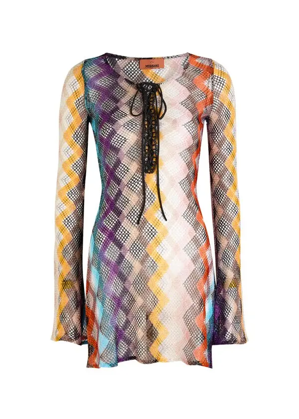 Missoni Zigzag Metallic Open-knit Mini Dress