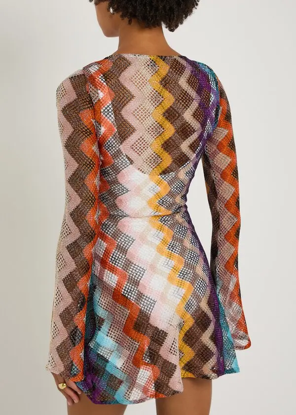 Missoni Zigzag Metallic Open-knit Mini Dress