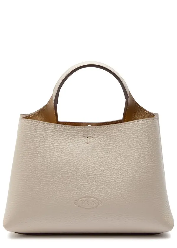 TOD'S Florida Mini Leather Tote Bag - Ivory