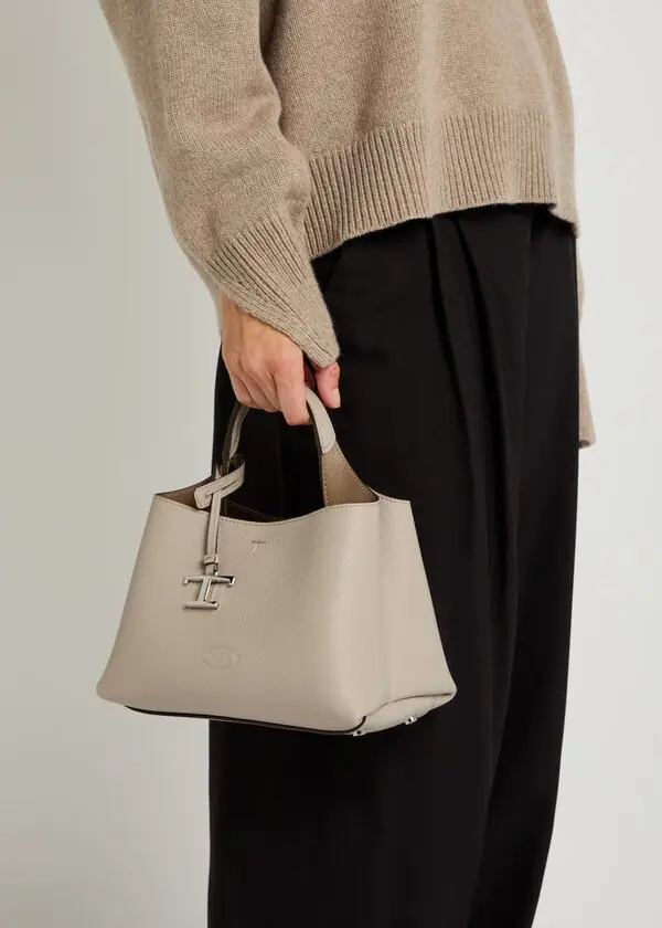 TOD'S Florida Mini Leather Tote Bag - Ivory