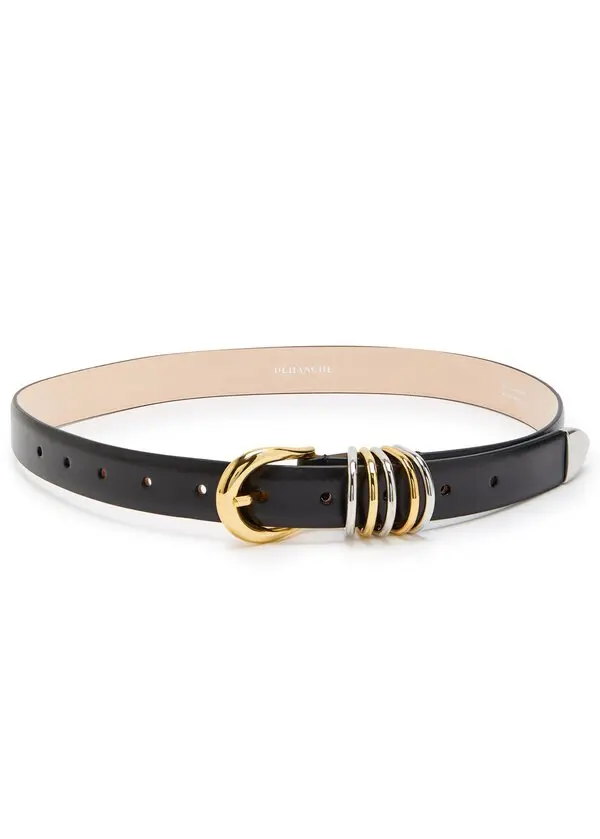 DEHANCHE Hollyhock Mix Leather Belt - Black