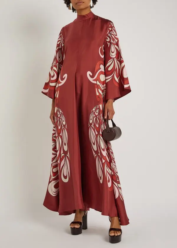 La DoubleJ Magnifico Printed Silk-twill Dress - Multicoloured