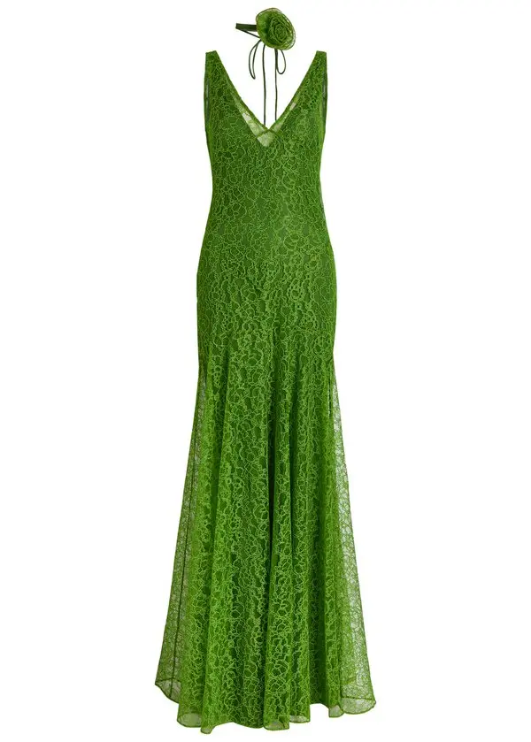 green emerald velvet dress Persephone Floral Tulle Gown main image 1