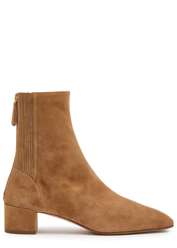AQUAZZURA Saint Honore Suede Boots - Tan