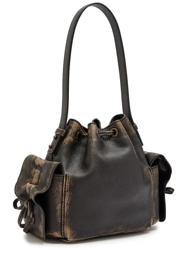 Acne Studios Multipocket Vintage Mini Grained Leather Bucket Bag