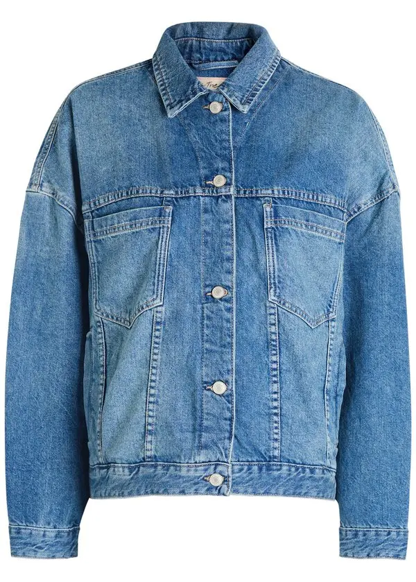Free People Opal Panelled Jacket - Denim