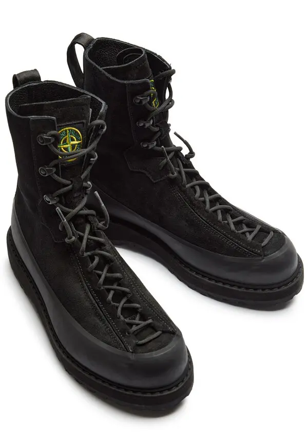 Stone Island Suede Hiking Boots - Black