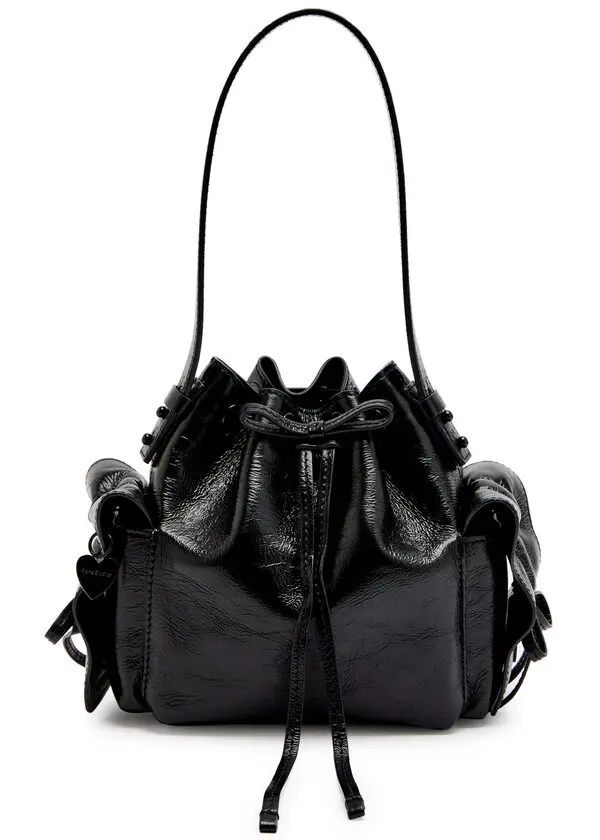 Acne Studios Multipocket Mini Crinkled Leather Bucket Bag