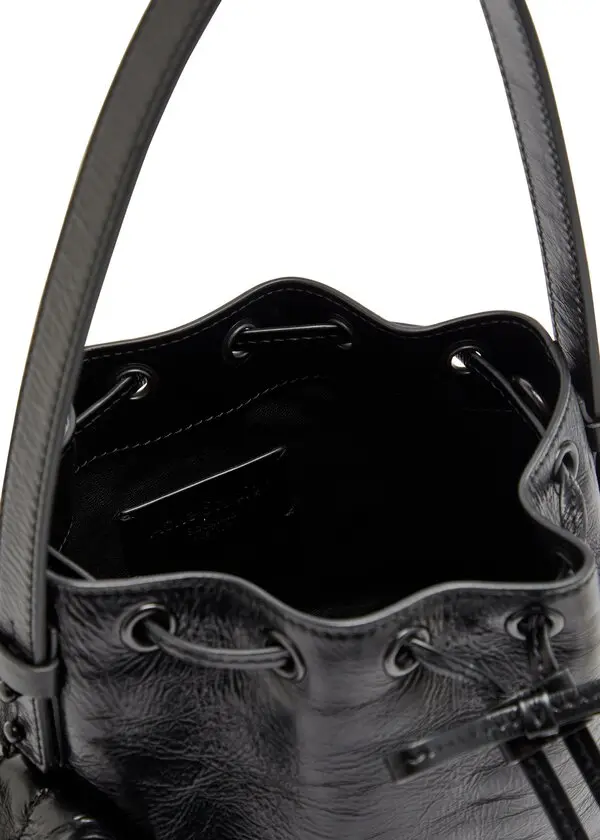 Acne Studios Multipocket Mini Crinkled Leather Bucket Bag