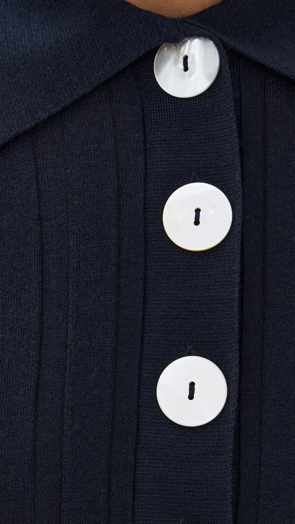 NACKIYE Sugarman Knit Long Sleeve Polo - Navy