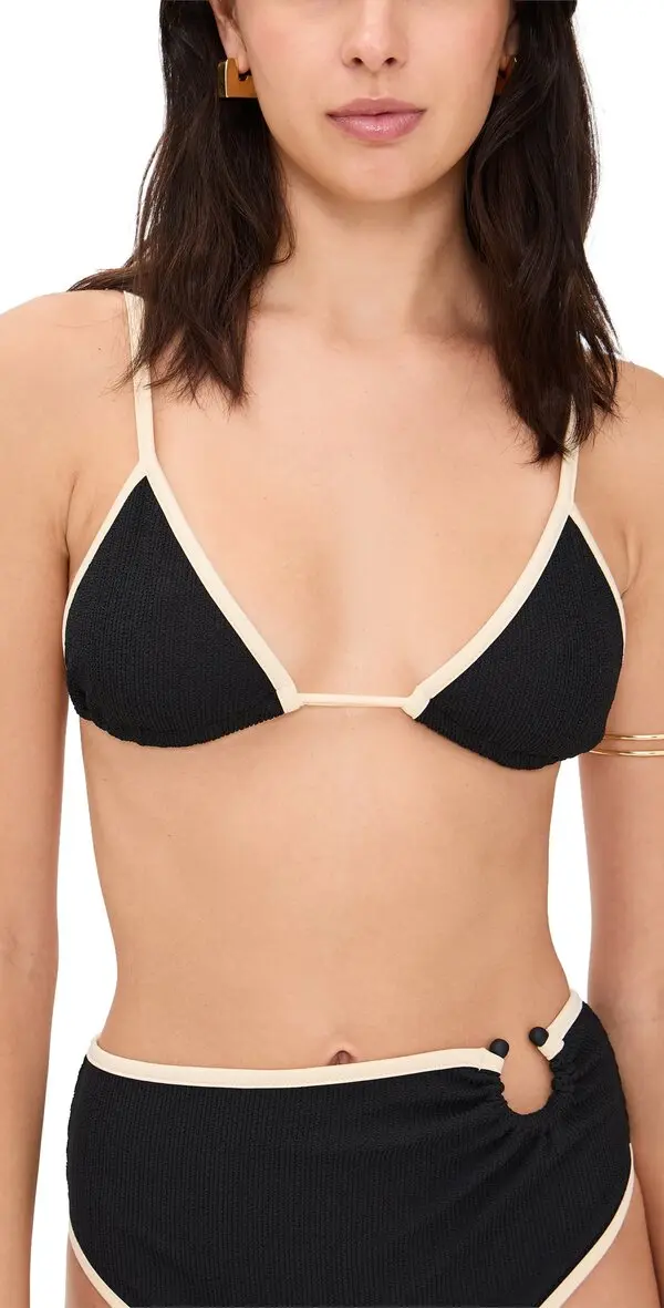 Johanna Ortiz Playa Del Rio Bikini Top - Black/ecru