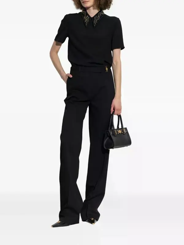 Versace Embellished-collar Short-sleeve Blouse - Black
