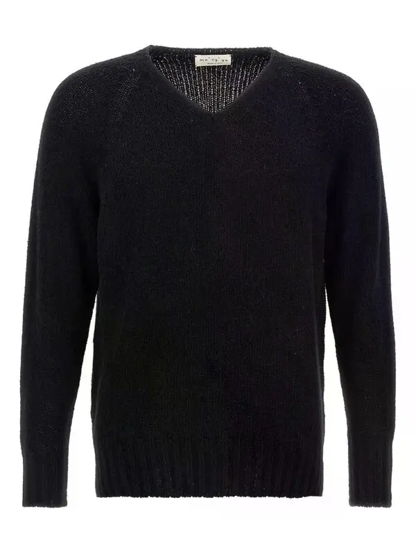 MA'RY'YA V-neck Bouclé Sweater - Black