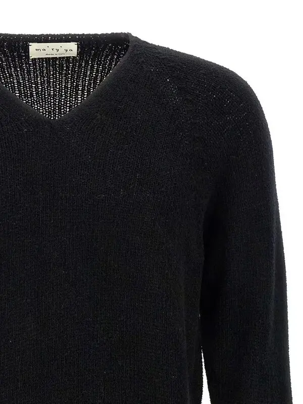 MA'RY'YA V-neck Bouclé Sweater - Black