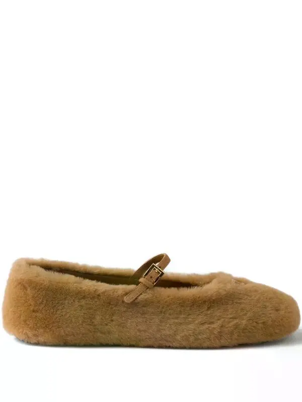 Prada Shearling Ballerina Flats