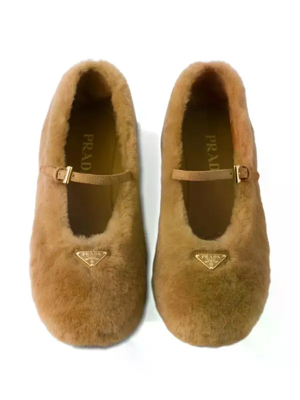 Prada Shearling Ballerina Flats