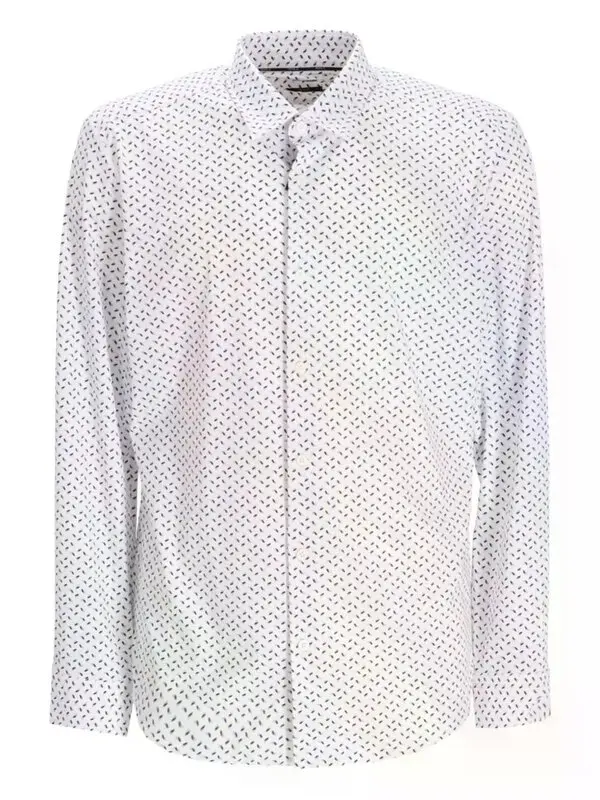 BOSS Long-sleeved Patterned Shirt - White