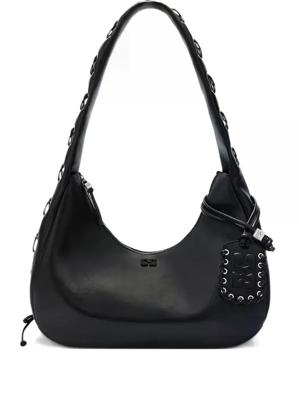GANNI Lace-up Hobo Bag - Black