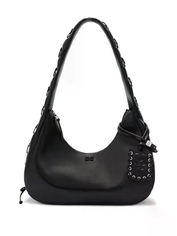 GANNI Lace-up Hobo Bag - Black