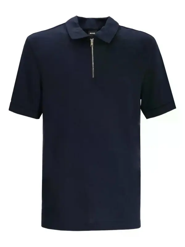 BOSS Zip-neck Polo Shirt - Blue
