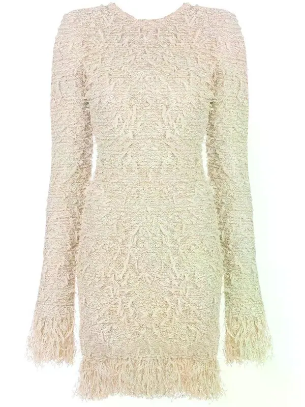 Balmain Frayed Fitted Dress - Pink