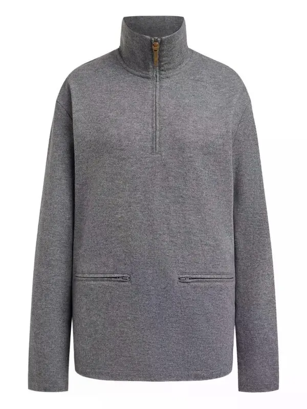 12 Storeez Half-Zip High-Neck Wool-Blend Sweatshirt Grey