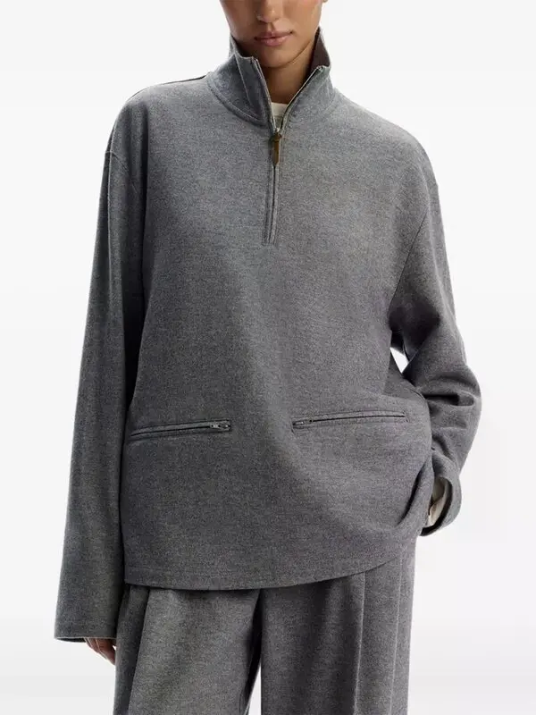 12 STOREEZ Half-zip High-neck Wool-blend Sweatshirt