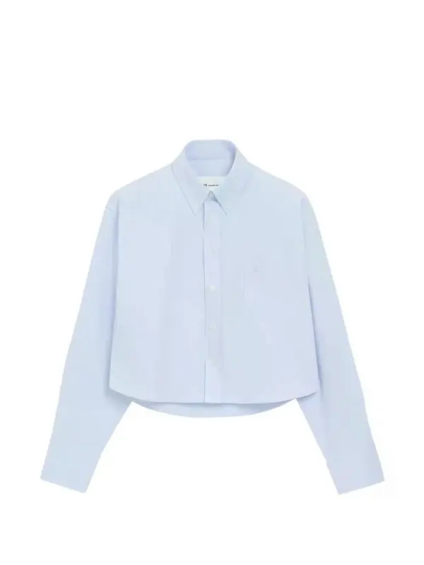 AMI Paris Cropped Embossed De Coeur Cotton Shirt
