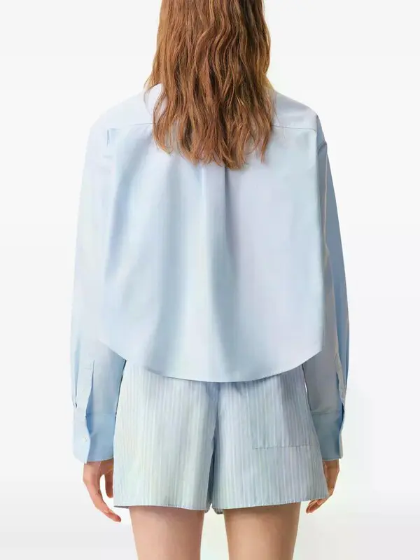 AMI Paris Cropped Embossed De Coeur Cotton Shirt