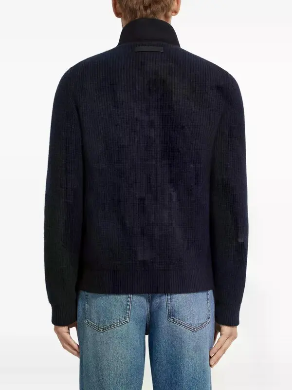 Zegna Paneled Zip-up Cardigan - Blue