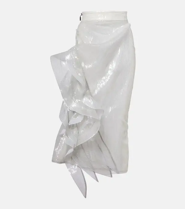 Maticevski Hymn Ruffled Sequined Midi Skirt