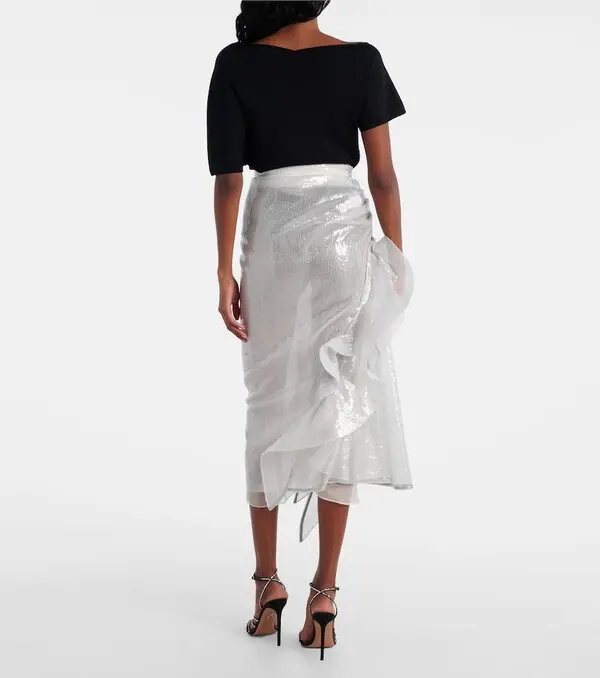 Maticevski Hymn Ruffled Sequined Midi Skirt