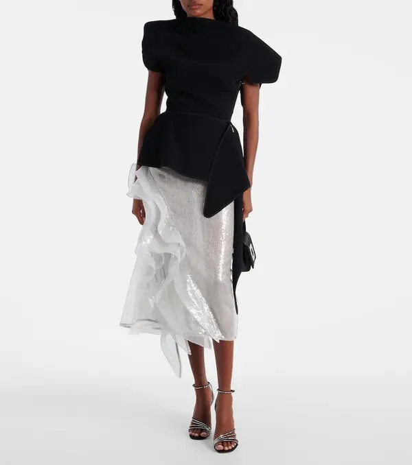 Maticevski Hymn Ruffled Sequined Midi Skirt