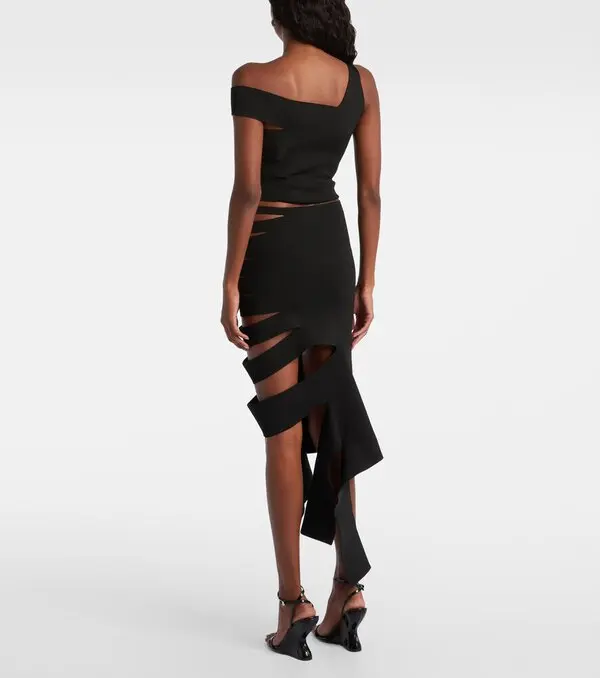 MUGLER Cut-out Midi Skirt - Black