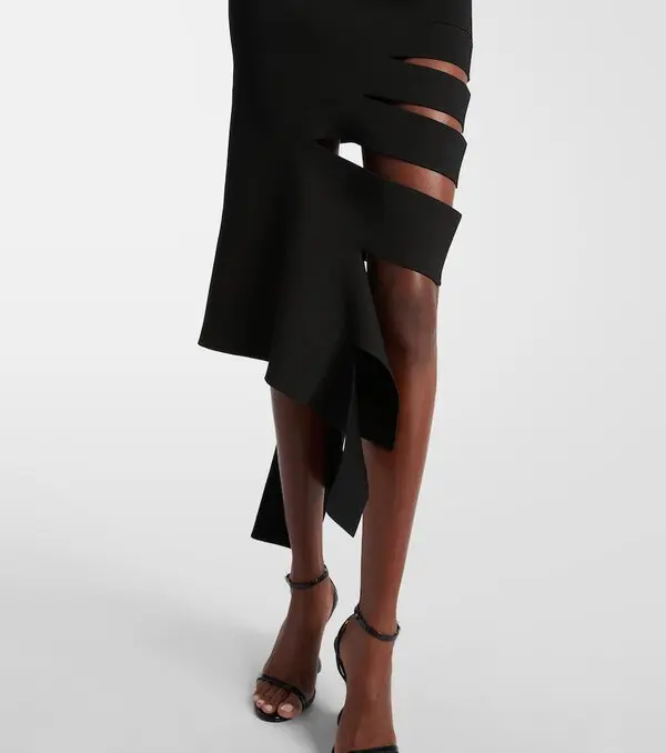 MUGLER Cut-out Midi Skirt - Black