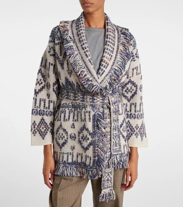 Alanui Grunge Beat Fringed Wool-blend Wrap Cardigan - Multicoloured