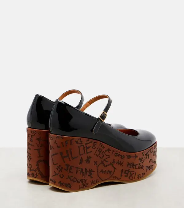 Chloé Maxime Patent Leather Wedge Pumps