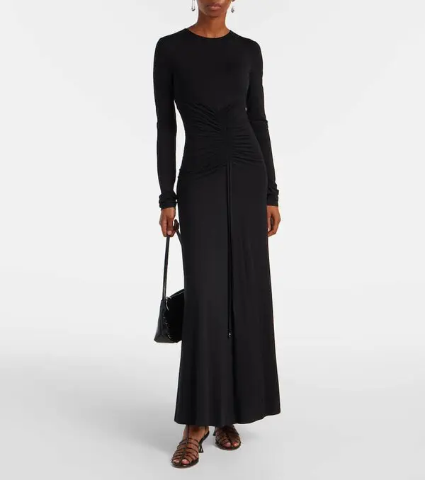 Max Mara Gathered Maxi Dress - Black