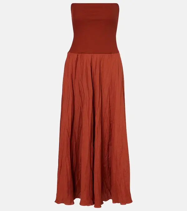 Johanna Ortiz Light And Sound Linen-blend Maxi Dress - Brown