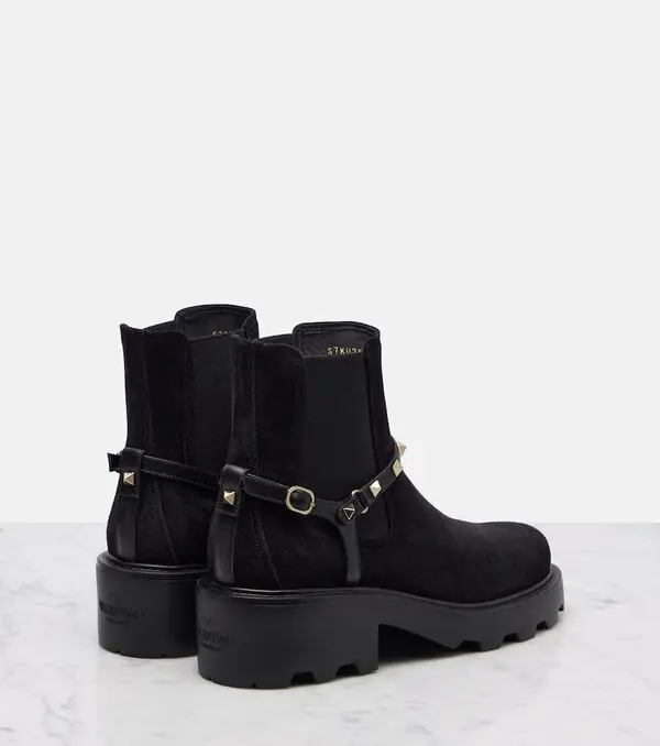 Valentino Garavani Rockstud 55 Suede Ankle Boots