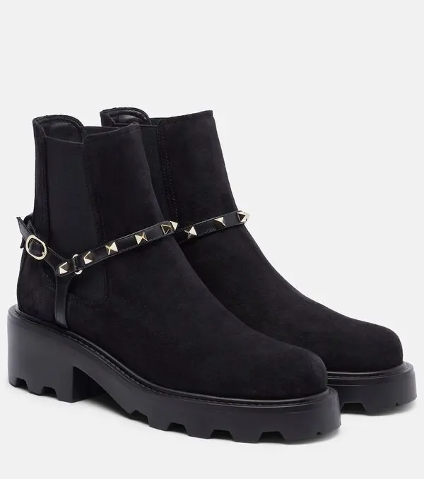 Valentino Garavani Rockstud 55 Suede Ankle Boots