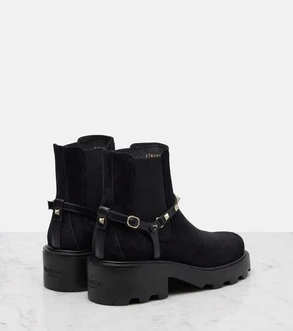 Valentino Garavani Rockstud 55 Suede Ankle Boots