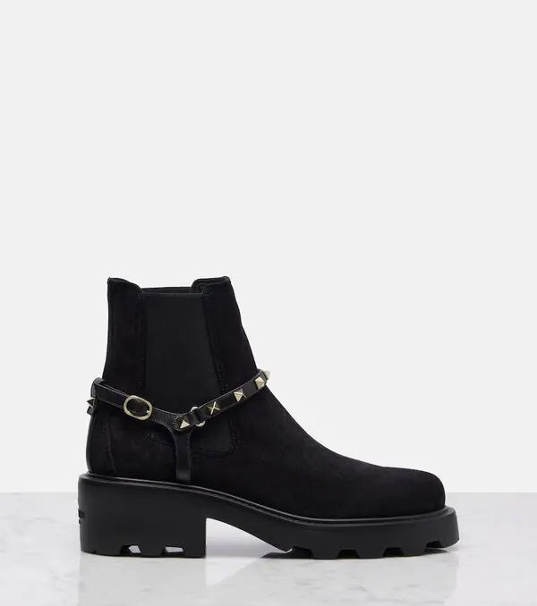Valentino Garavani Rockstud 55 Suede Ankle Boots