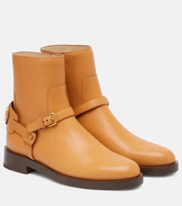 Valentino Garavani Vlogo Leather Ankle Boots - Brown