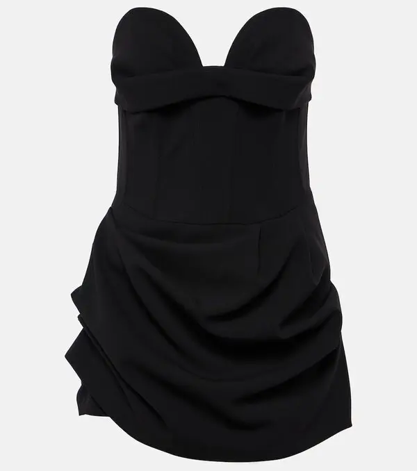 Magda Butrym Draped Wool-blend Bustier Dress - Black