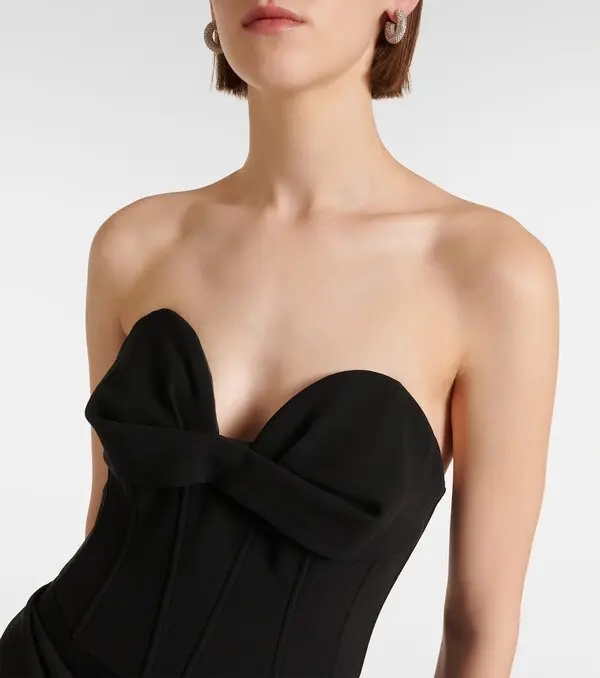 Magda Butrym Draped Wool-blend Bustier Dress - Black