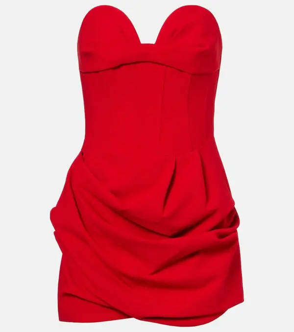 Magda Butrym Draped Wool-blend Bustier Dress - Red